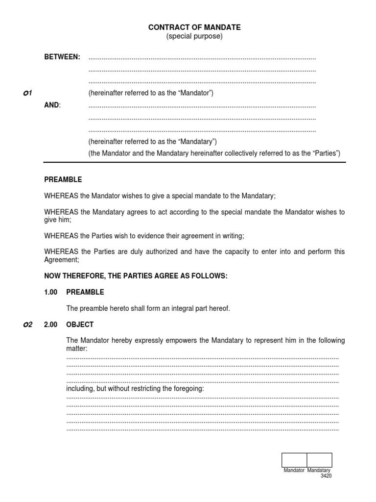 Mandate Contract | PDF