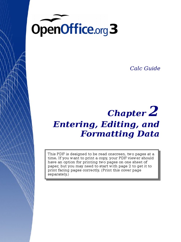 Entering, Editing, and Formatting Data: Calc Guide | PDF | Spreadsheet ...