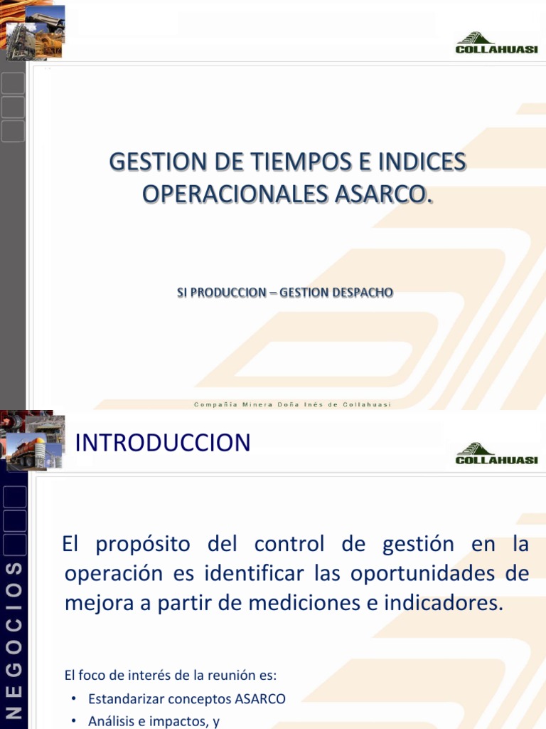 Mejora de Tiempos e Índices ASARCO | PDF | Negocios | Tecnología
