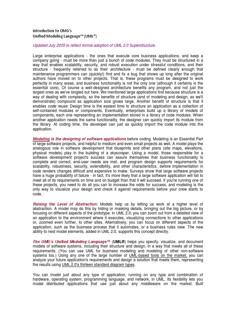 Introduction to OMG.docx | PDF | Object Management Group | Unified Modeling Language