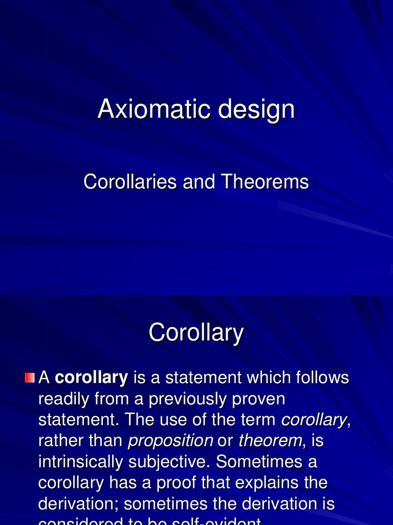 Axiomatic Design: Corollaries & Theorems | PDF | Theorem | Axiom