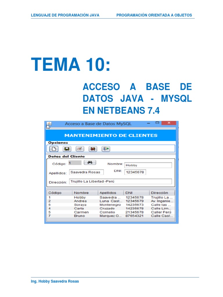 Acceso A Datos Java Mysql Con Netbeans | Descargar gratis PDF | Java (lenguaje de programación ...
