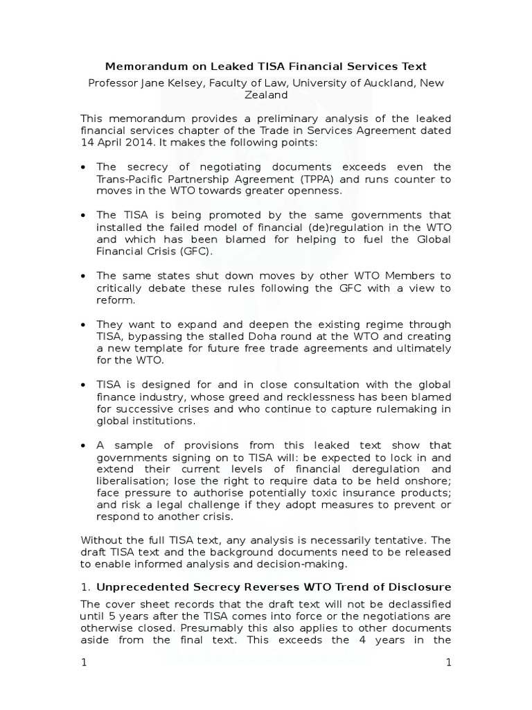 TISA Financial Services Leak Analysis | PDF | Privacy | Securities ...
