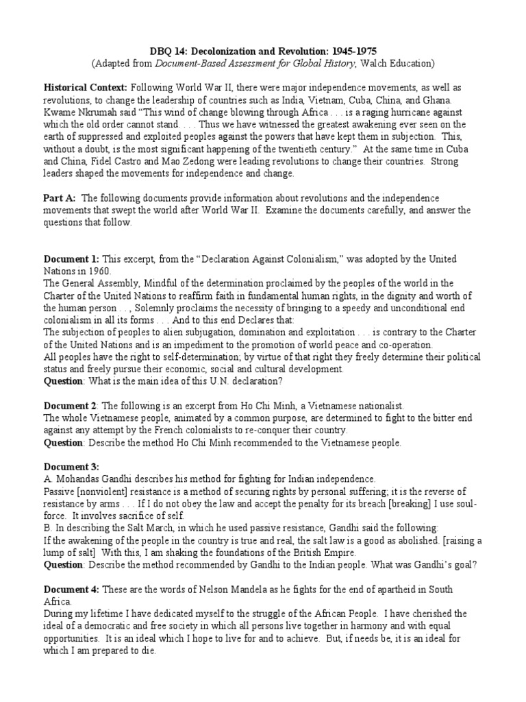 Decolonization Movements: 1945-1975 | PDF | Apartheid | Mahatma Gandhi