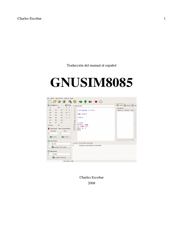 Gnu Sim 8085 Pdf Lenguaje Ensamblador Memoria Del Ordenador 