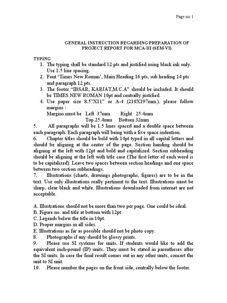 General Instruction Regarding Preparation of Project Report For Mca-Iii (Sem-Vi) Typing | PDF ...