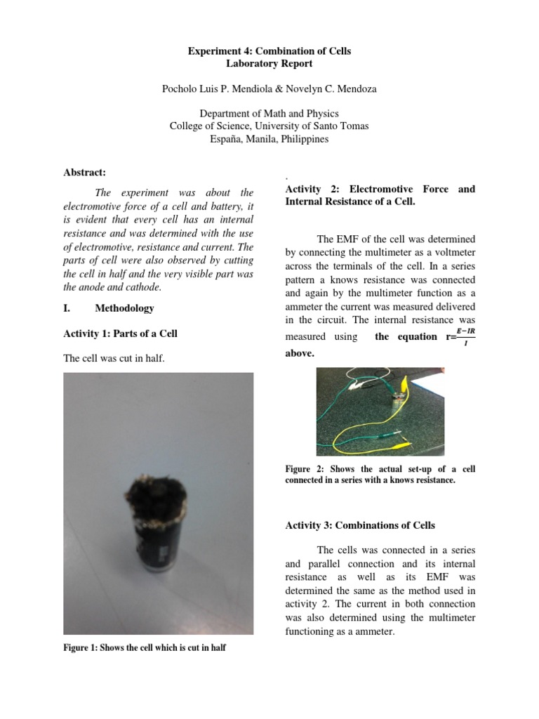 Combination of Cells | PDF | Battery (Electricity) | Series And ...