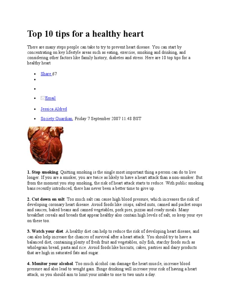 10 Essential Heart Health Tips | PDF | Coronary Artery Disease | Obesity