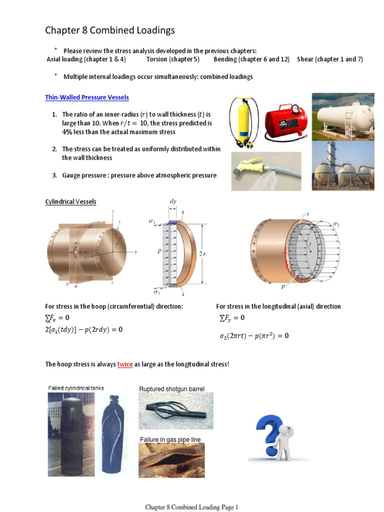 Chapter 8 Combined Loading | Stress (Mechanics) | Bending