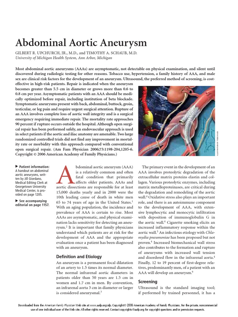 Abdominal Aortic Aneurysm | PDF | Cardiovascular System | Medical ...