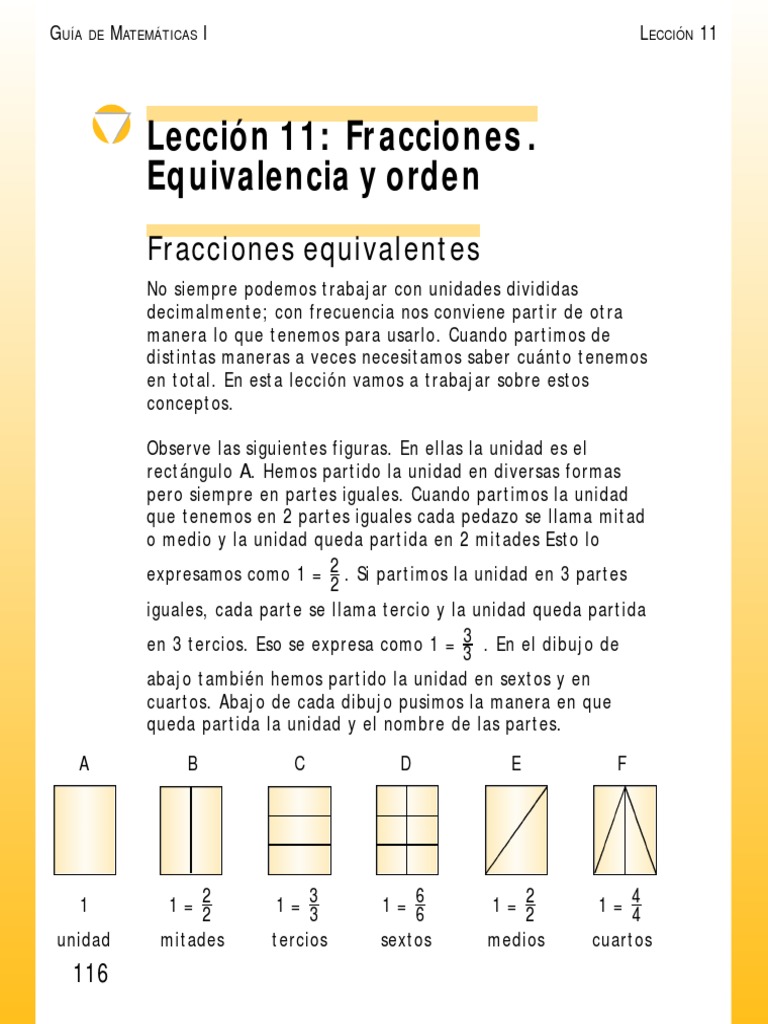 Quebrados Equivalencias y Orden | Decimal | Fracción (Matemáticas ...