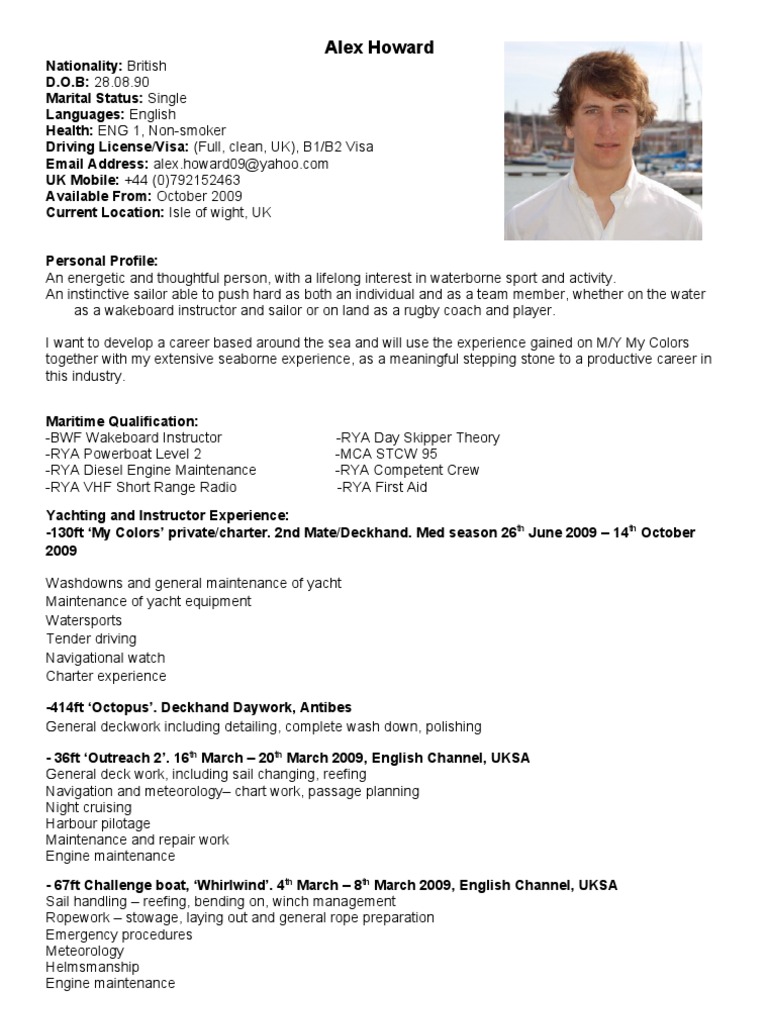 Alex Howard CV | Download Free PDF | Water Sports | Water Transport