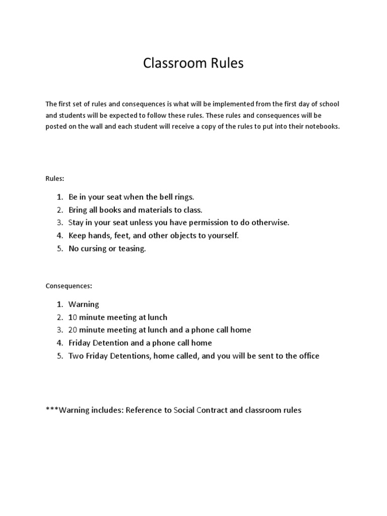 Classroom Rules 1 | PDF | Classroom | Pedagogy