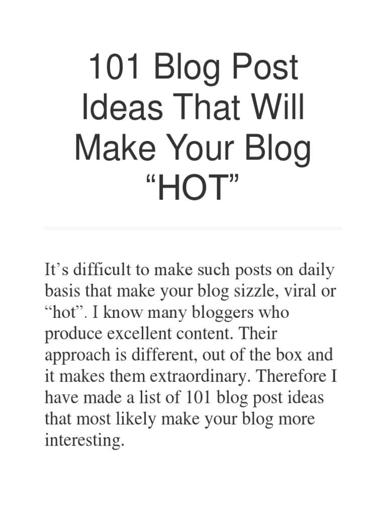 101 Blog Post Ideas That Will Make Your Blog | PDF | Infographics | Blog