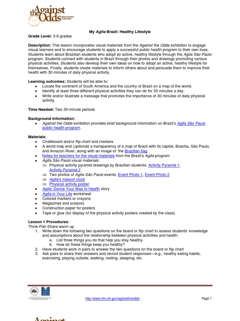 Healthy Lifestyle Lesson Plan for Grades 3-6 | PDF | Communication ...