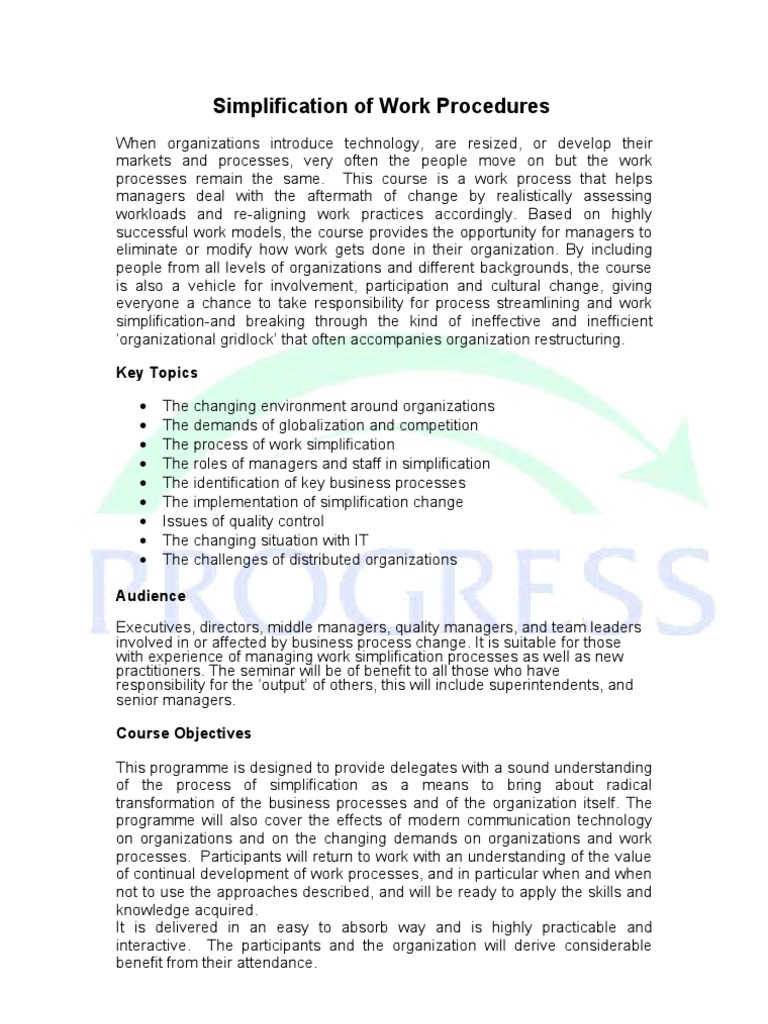 Simplification of Work Procedures-Done-DM | PDF | Business Process ...