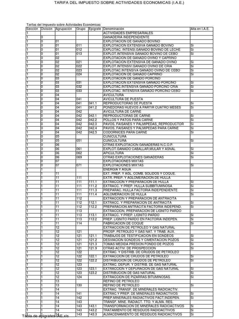 Tabla de Epigrafes IAE | PDF | Infografia | Modelo conceptual