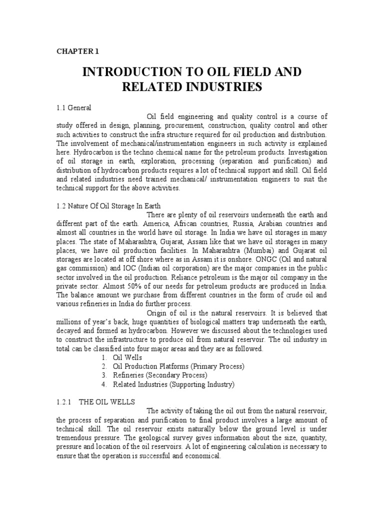 Introduction To Oil Field and Related Industries | PDF | Oil Refinery ...