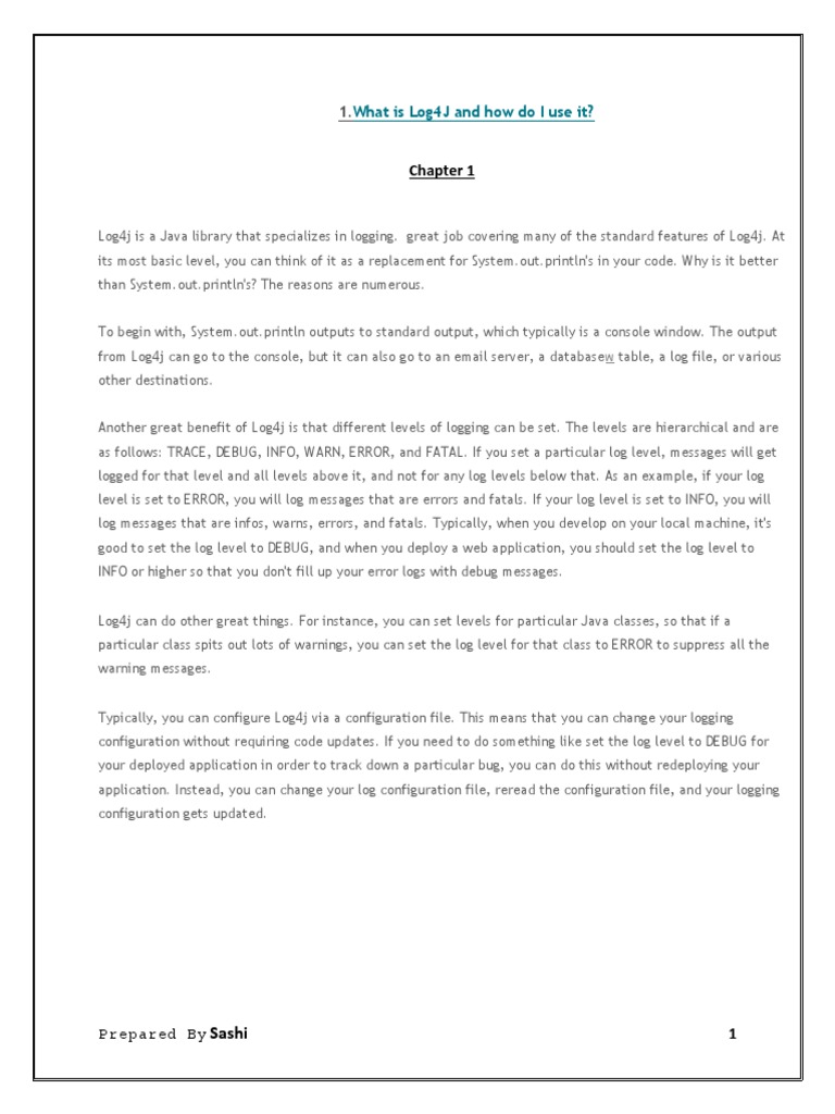 What Is Log4J and How Do I Use It?: Sashi | Download Free PDF | Data ...