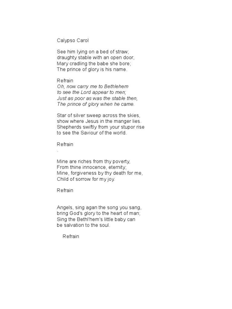 Calypso Carol Lyrics and Themes | PDF | Poetry | Classics