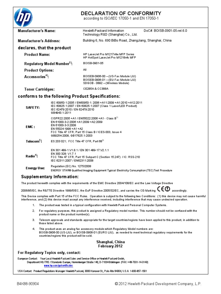 Printer Manual | PDF | Hewlett Packard | Electromagnetic Interference