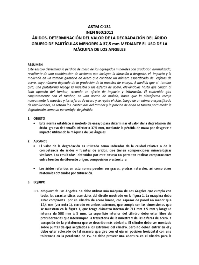 ASTM C131 Abrasion de Los Angeles | Acero | Masa