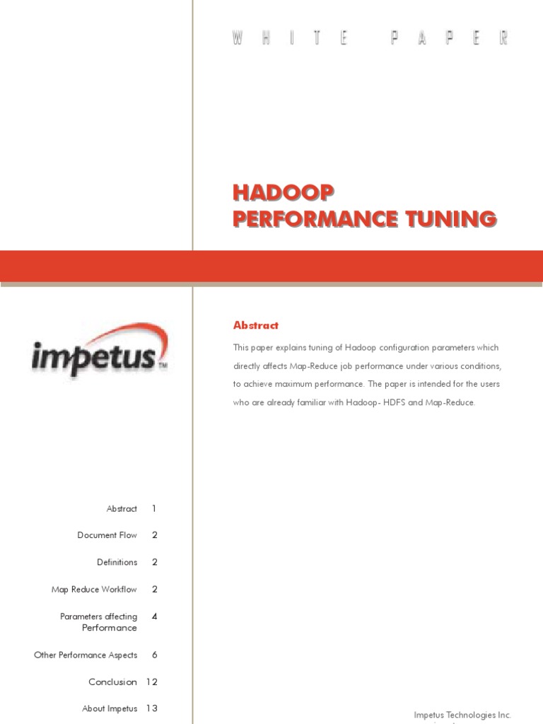 Hadoop Performance Tuning Pdf Apache Hadoop Map Reduce