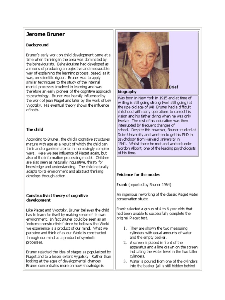 Jerome Bruner: Background | PDF | Language Acquisition | Cognitive ...