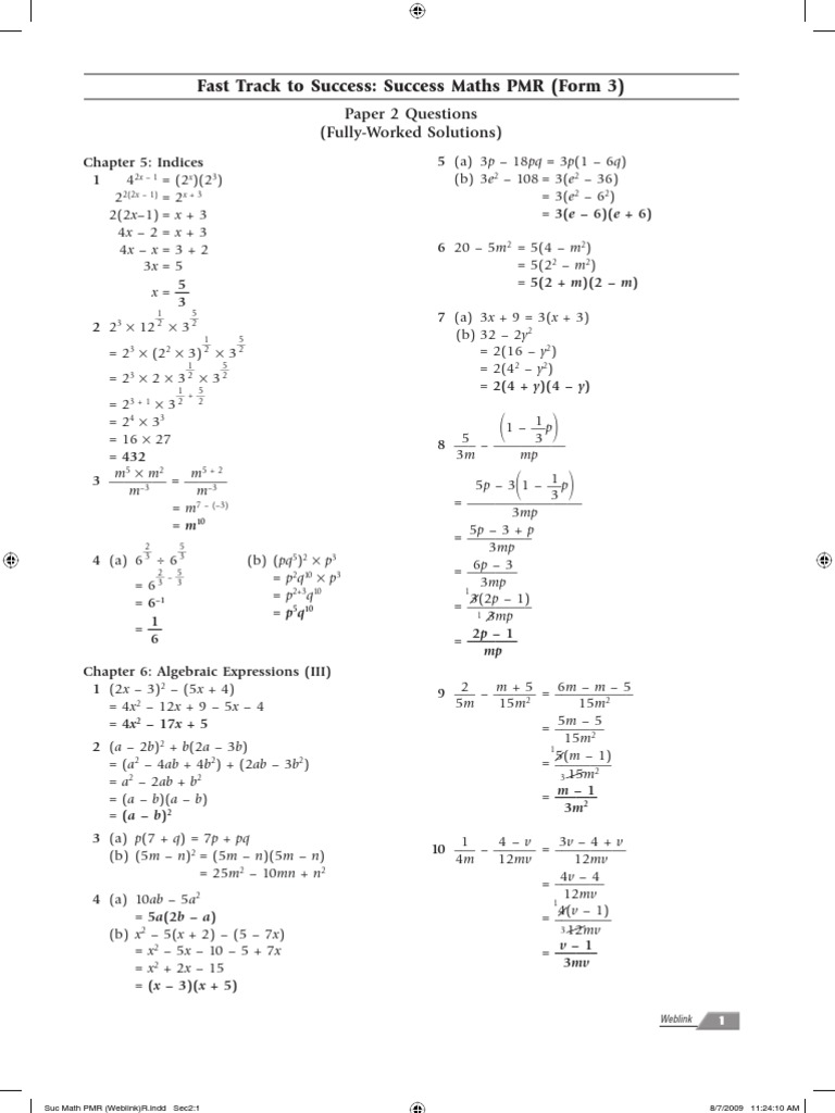 Maths Form 5 Exercise