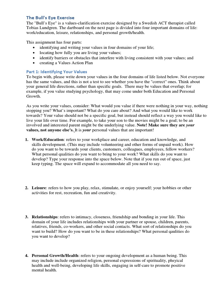 Bullseye Form | PDF | Quality Of Life | Psychology