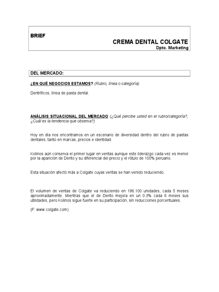 Brief Colgate | PDF | Diente humano | Boca