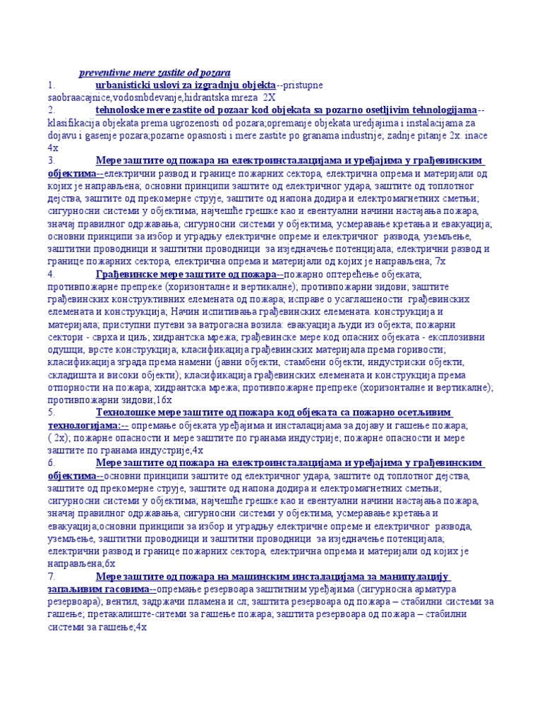 Preventivne Mere Zastite Od Pozara | PDF