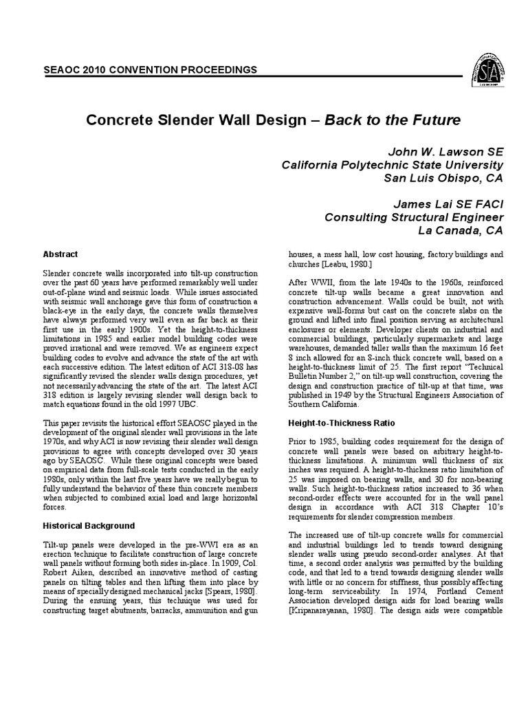 Concrete Slender Wall Design | PDF | Fracture | Strength Of Materials