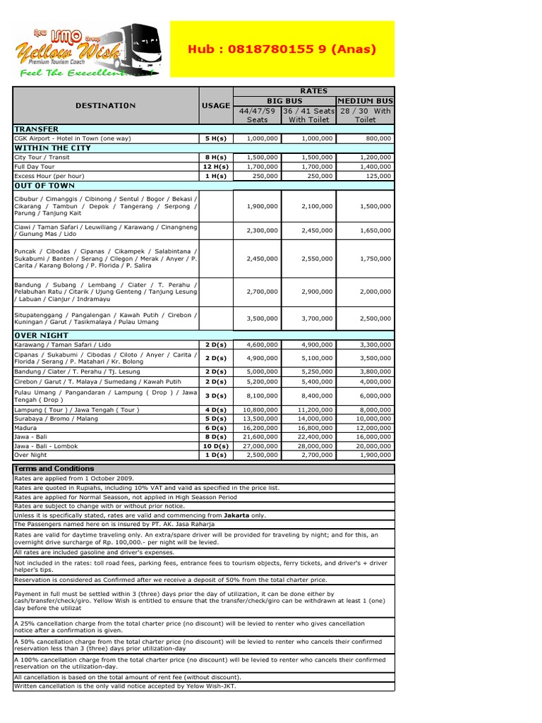 Price List Yellow Wish & Group | PDF | Fee | Indonesian Rupiah