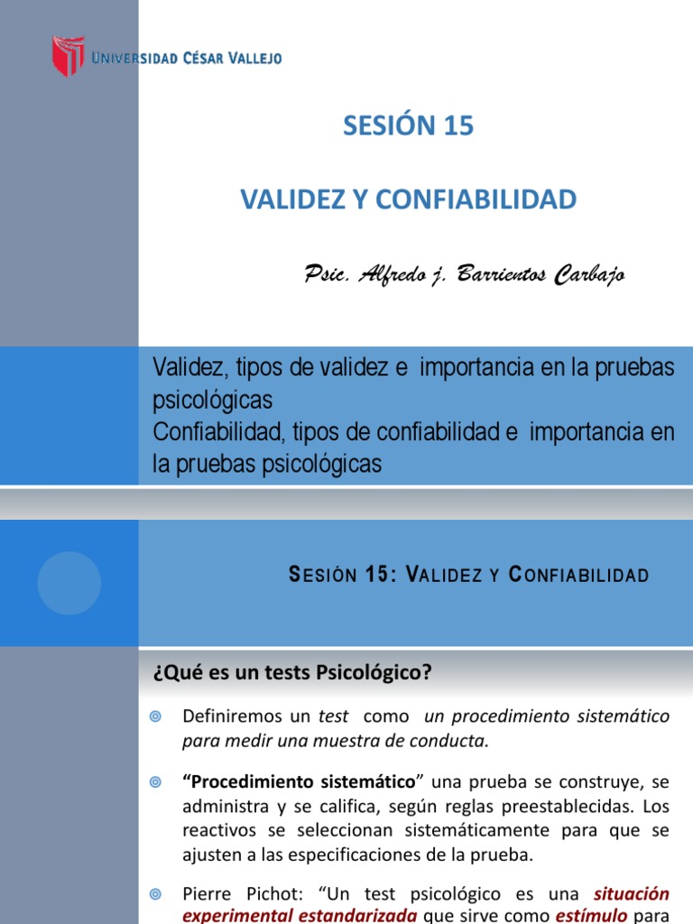 Sesion 15 Validez y Confiabilidad | PDF | Validez (Estadísticas) | Medición
