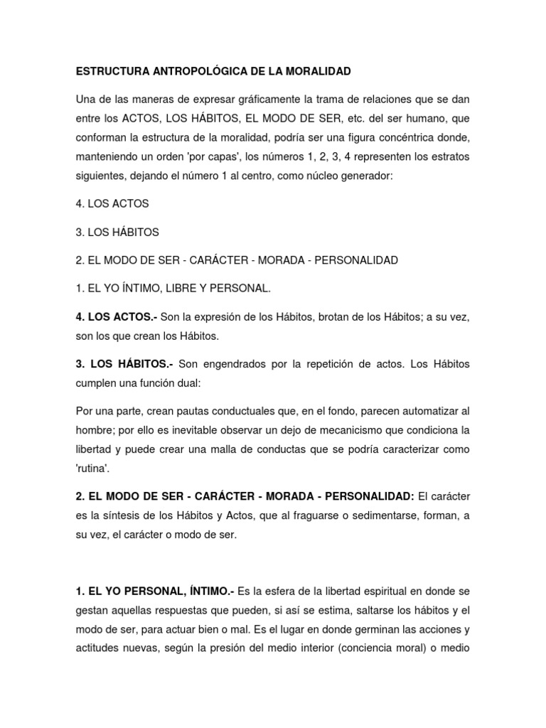 Estructura Antropológica de La Moralidad | PDF | Moralidad | Sicología