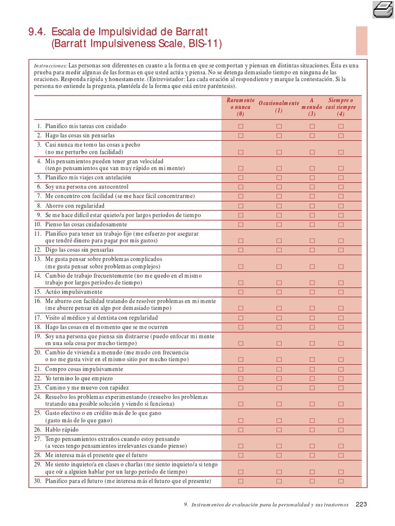 Escala de Impulsividad de Barratt | PDF