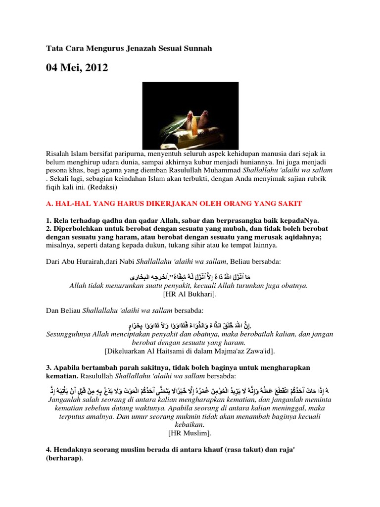 Tata Cara Mengurus Jenazah Sesuai Sunnah | PDF | Filsafat | Agama ...