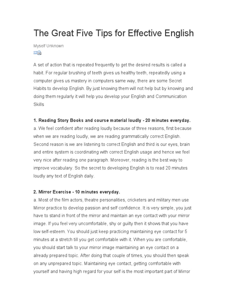 Five Great Tips For Effective English | PDF | Cognition | Languages
