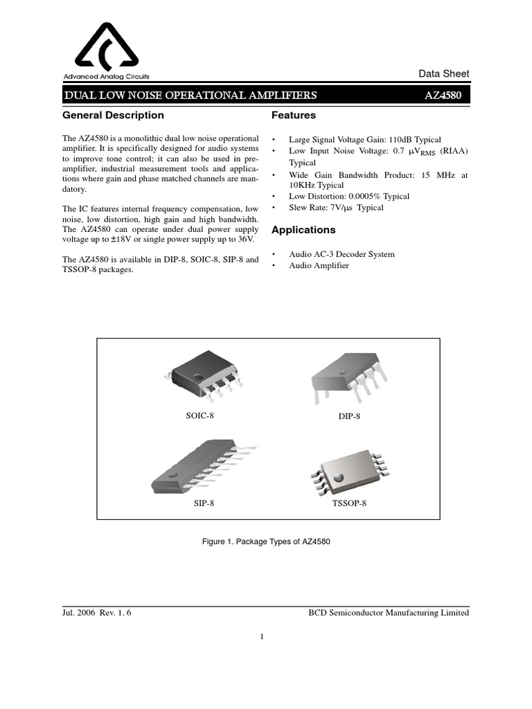 OpAmp 4580 m Data Sheet | Operational Amplifier | Amplifier