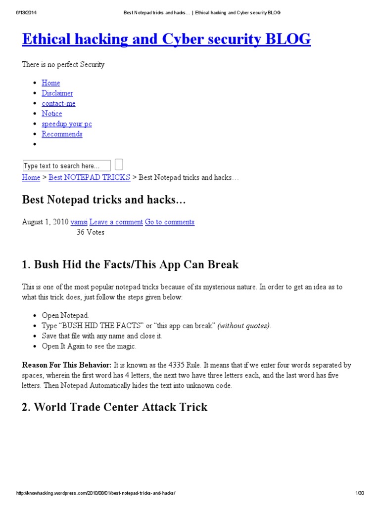 Best Notepad Tricks and Hacks - Ethical Hacking and Cyber Security BLOG ...