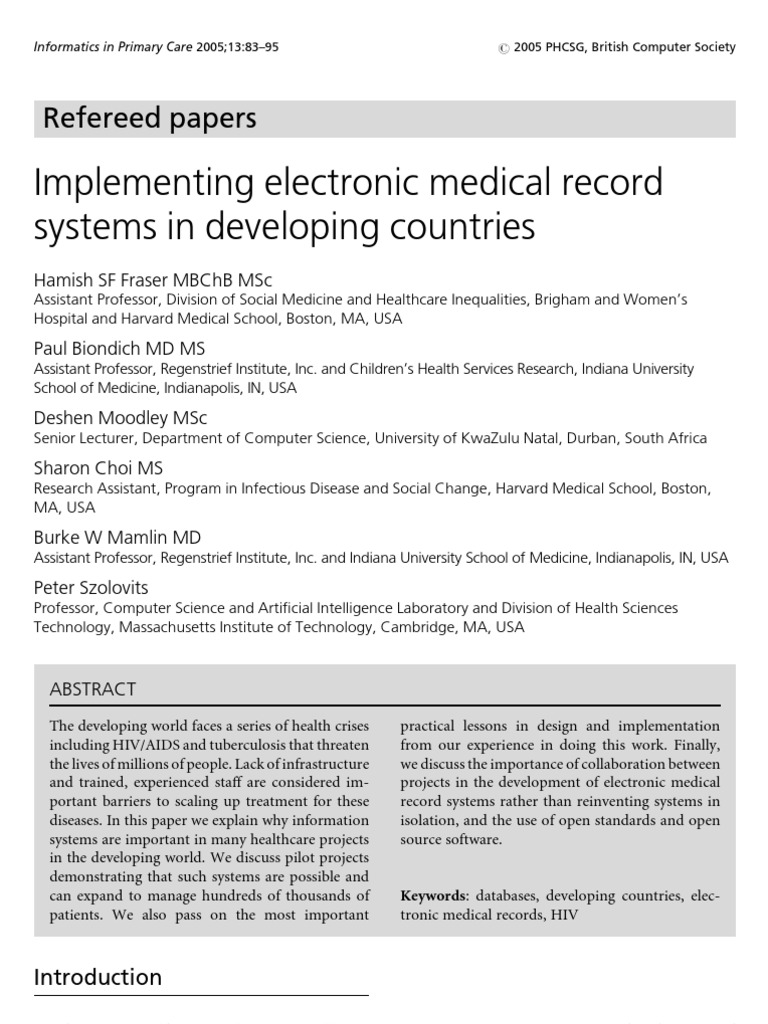 EMR Design Paper | Electronic Health Record | Databases