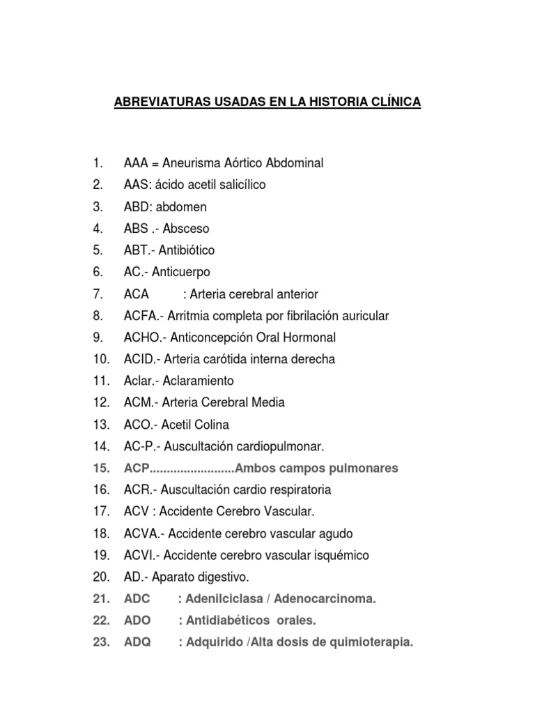 ABREVIATURAS__MEDICAS_DE_HCL. | Apoplejía | Hipertensión