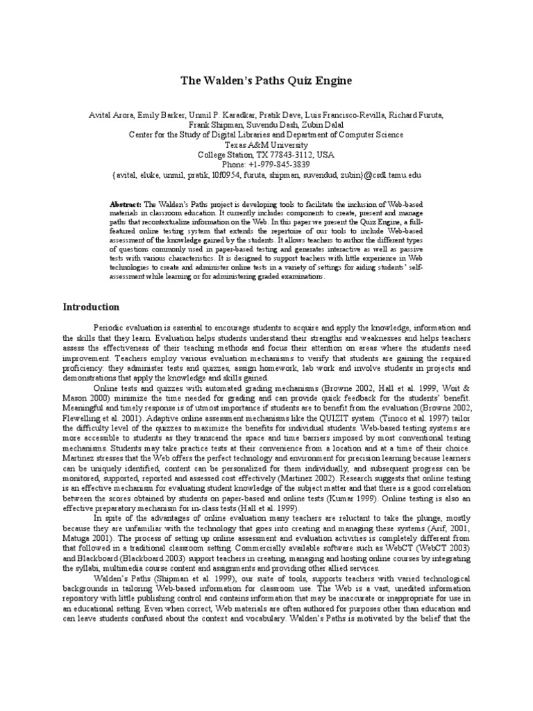 Elearn 2003 Quiz Engine | PDF | Test (Assessment) | Educational Technology