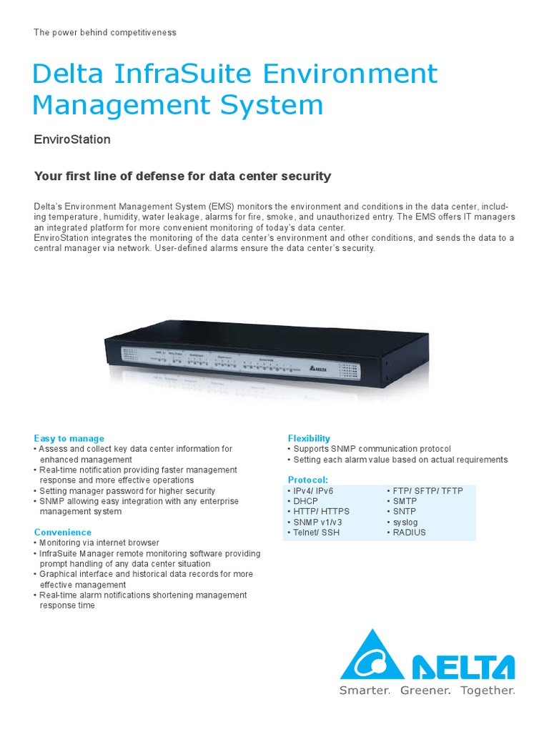 Delta InfraSuite EMS: Data Center Monitoring | PDF | File Transfer ...