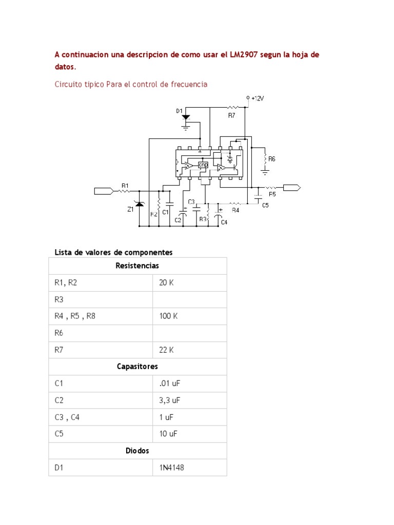 lm2907 2 | PDF | Condensador | Impedancia eléctrica
