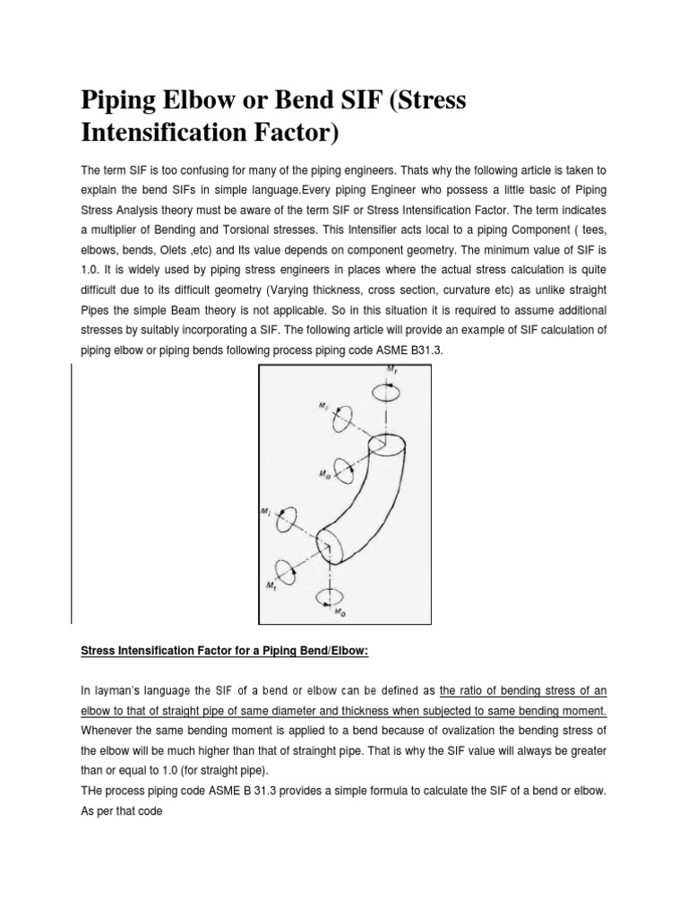 Piping Elbow or Bend SIF | Download Free PDF | Stress (Mechanics) | Bending
