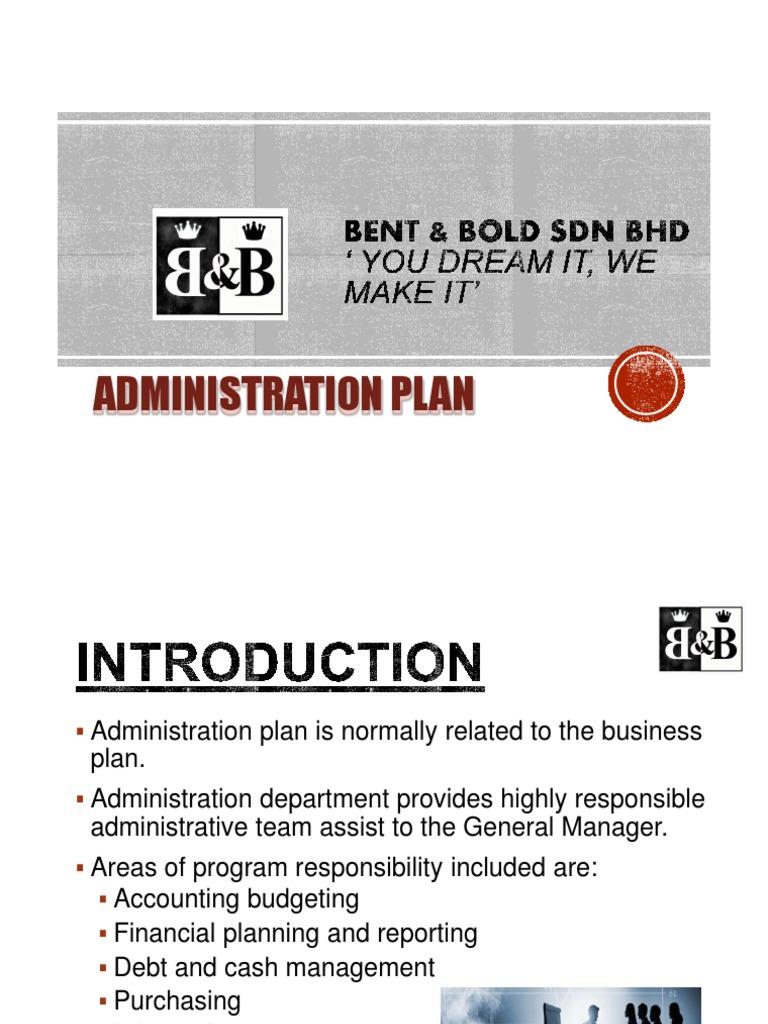 Administration Plan Overview | PDF | Market (Economics) | Marketing