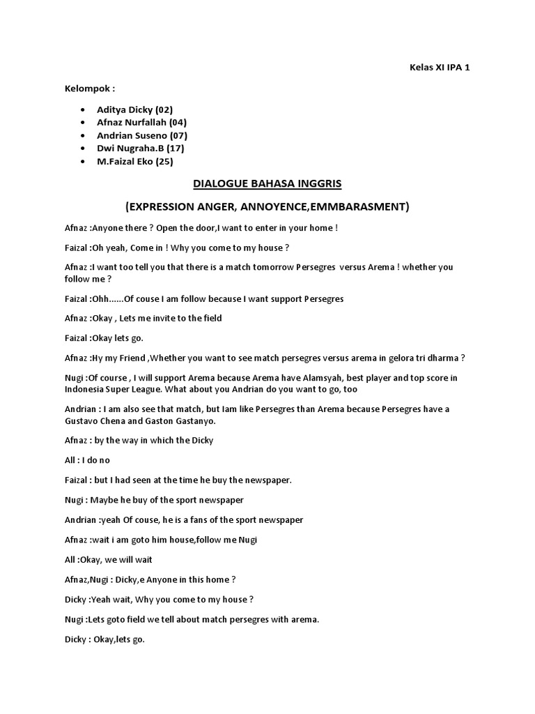 Dialogue Bahasa Inggris | PDF | Leisure