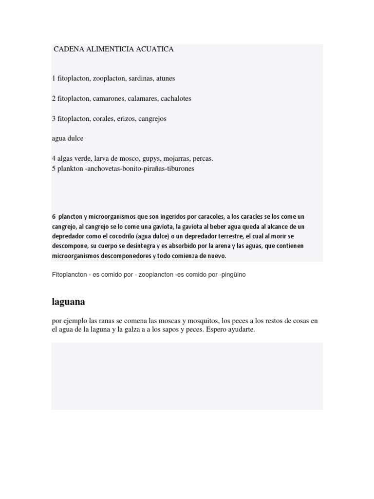 Cadena Alimenticia Acuatica | PDF | Fitoplancton | Biología Marina
